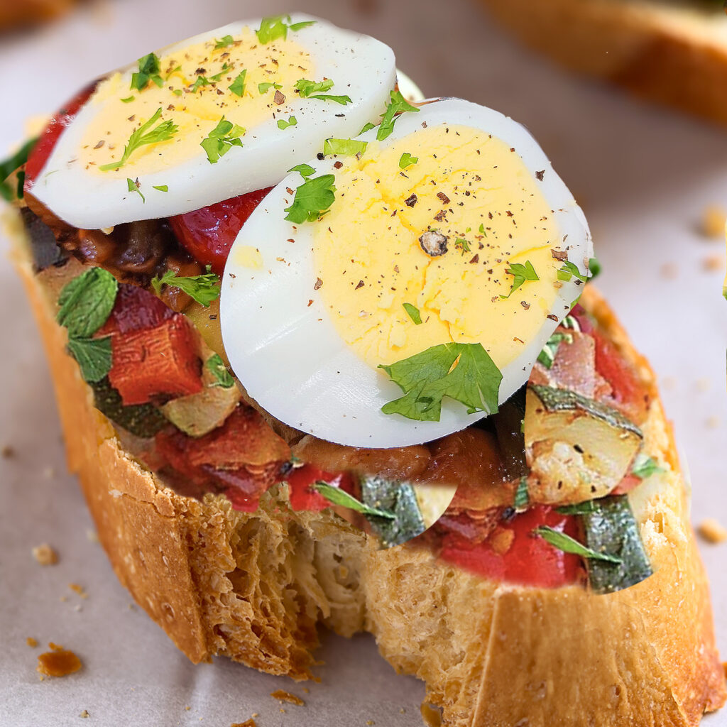 Sauteed Vegetable & Sliced Egg Crostoni – EggSolutions